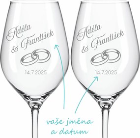 Svatební skleničky na víno Rings 2 ks