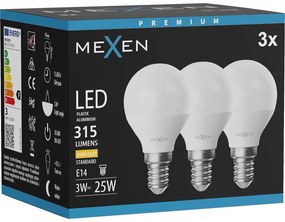 Mexen Nova 3x LED žárovka E14, G45, 3W, Teplá - 3000K, 315 lm - L101-E14-0330-01x03