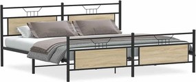Kovový rám postele bez matrace dub sonoma 193 x 203 cm 3325100