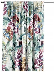 Dekortex Hotový závěs Jungle barevné listy na řasící pásce,2rozměry,bílá Rozměr: 140x250cm