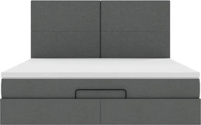 Osmanský rám postele s matrací tmavě šedý 200x200cm textil 3313100