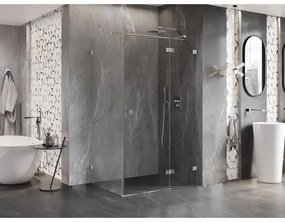 Mexen Lunar T, sklopný pravý sprchový kout 140 x 100 cm, 8mm čiré sklo, chromový profil, 834T-140-100-01-00-P