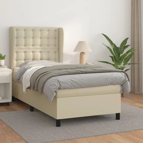 Box spring postel s matrací krémová 80 x 200 cm umělá kůže 3128999