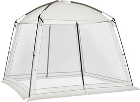 Zahradní stan Outsunny 3x3 m pro 6-8 osob, 4 komáří sítě, 2 dveře, UV50+ ochrana a přepravní taška, kempingový stan pro venkovní použití, bílý | Aosom