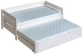 Dětská postel s přistýlkou a úložným prostorem Bambi - masiv Zvolte možnost matrace: S matrací, Barevné provedení: Bílá.