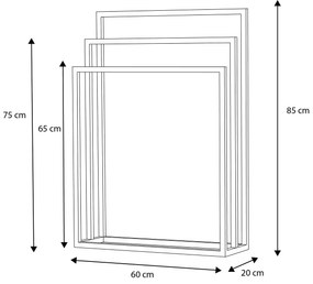Stojací věšák na ručníky TOWEL 3 černý KS-52/85x60x20 cm