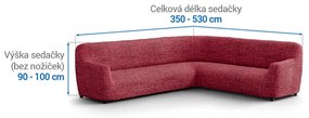 Bielastické potahy VITTORIA bordó rohová sedačka (š. 350 - 530 cm)