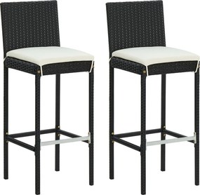 3dílný zahradní barový set s poduškami černý polyratan 3187641