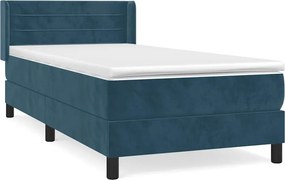 Box spring postel s matrací tmavě modrá 90x200 cm samet 3131001