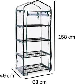 Mini fóliový skleník s policemi BestBerg BBGH-158 / 68 x 49 x 158 cm / černá/transparentní