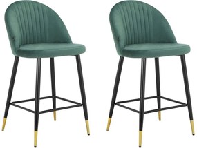 Danish style Barové židle Marlis (SET 2 ks), samet, zelená
