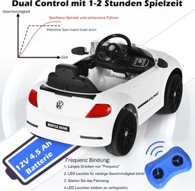 Costway VW Beetle dětské auto s hudbou a 2 režimy osvětlení včetně 2,4 G