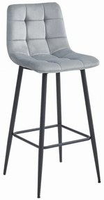 Barová sametová otočná židle ARCETO v šedé barvě