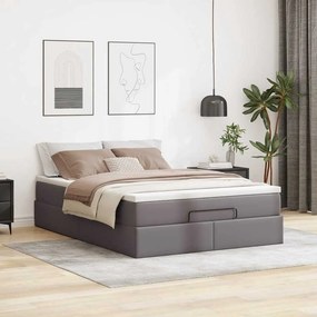 Osmanský rám postele s matrací šedá 140x190cm umělá kůže 3311039