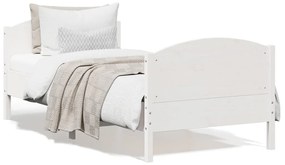 Rám postele s čelem bílý 90 x 190 cm masivní borovice