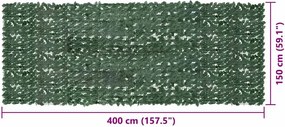 Balkónová zástěna s tmavě zelenými listy 400 x 150 cm 315492