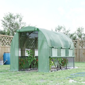 Fóliový skleník Outsunny 2,95x2x2m, tunelový, průchozí se 6 okny UV ochrana pro pěstování rostlin na zahradě | Aosom.de