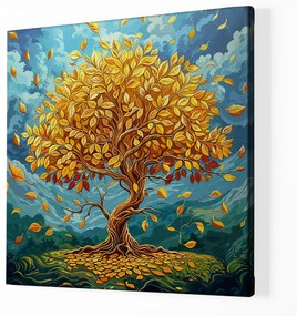 Obraz na plátně - Strom života na kopečku Goldie FeelHappy.cz Velikost obrazu: 140 x 140 cm
