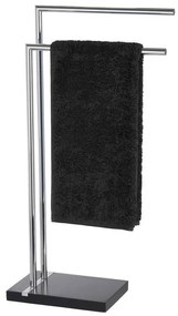 Koupelnový stojanový věšák na ručníky NOBLE BLACK, 2-ramenný, chromovaná ocel,WENKO
