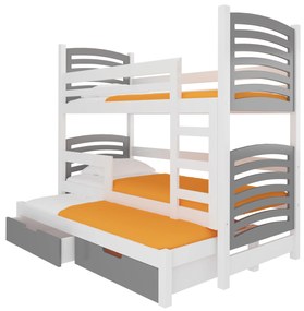 Patrová postel pro tři osoby s matracemi SORIA Hlavní barva: Šedá, Další barva: Šedá