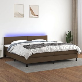 Box spring postel s matrací a LED tmavě hnědá 200x200 cm textil