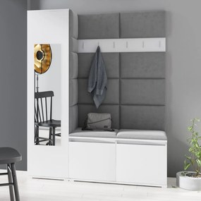 Předsíňová stěna Emi 14 - bílá Barva panelů: Šedá - Trinity 14