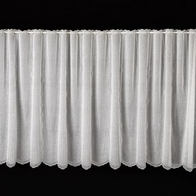 Českomoravská textilní vitrážová záclona, polyesterový batist V612 síťovaná bordura, vyšívaná, bílá výška 45cm (v metráži)