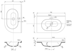 Sapho Sapho, PULSE litý mramor umyvadlo 75x45cm, levé, bílé, BM752