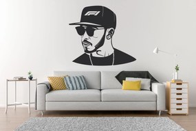 Lepy.cz Samolepka na zeď F1 - Hamilton Velikost (šířka x výška): 45x40cm, Barevná varianta: Černá