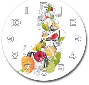 Wallmuralia Skleněné hodiny na stěnu Ovoce s ledem fi 30 cm