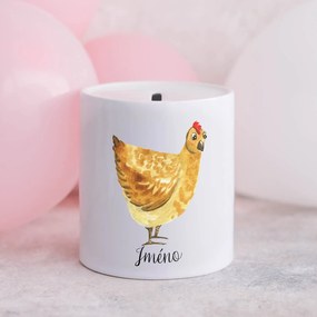 Domovi Bílá keramická pokladnička se jménem Slepice 9cm