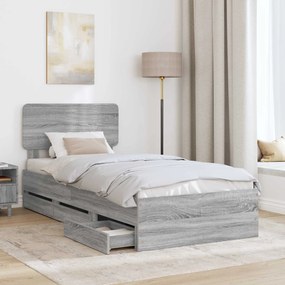 Rám postele s čelo Šedá Sonoma 75 x 190 cm Dřevěný materiál 3412239