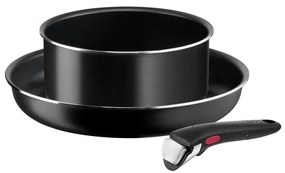 Tefal - Sada nádobí 3 ks INGENIO EASY COOK & CLEAN BLACK
