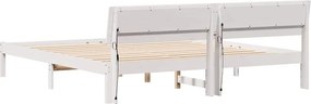 Rám postele s čelo Bílá 200 x 200 cm Masivní borové dřevo 3385743