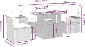 6dílná zahradní sedací souprava s poduškami černá polyratan 3271755