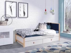Moderní postel Zenon, 200x90, bílá/modré čelo