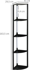 HOMCOM Stojací lampa, LED stojací lampa se 4 policemi, patice E27, 24 W, 3 barvy světla, do obývacího pokoje, ložnice, černá | Aosom