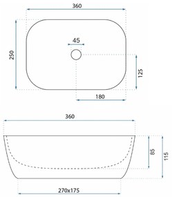Rea Belinda, umyvadlo na desku 360x250x115 mm, imitace kamene matná, REA-U3321