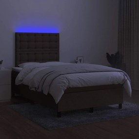 Box spring postel s matrací a LED tmavě hnědá 120x190 cm textil 3270228