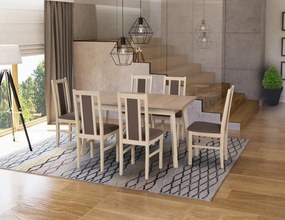Drewmix jídelní sestava DX 3 odstín dřeva (židle + nohy stolu) buk, odstín lamina (deska stolu) grandson, potahový materiál látka