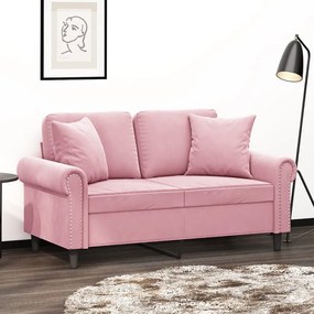 2místná pohovka s polštáři růžová 120 cm samet 3200938