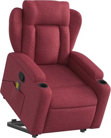 Zvedací masážní polohovací křeslo vínové textil 3204497