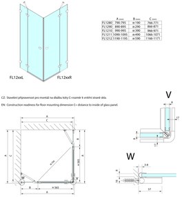 Polysan Polysan, FORTIS EDGE sprchové dveře bez profilu 1000mm, čiré sklo, levé, FL1210L