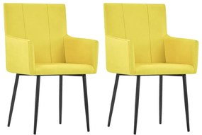 Jídelní židle s područkami 2 ks žluté textil,  281847