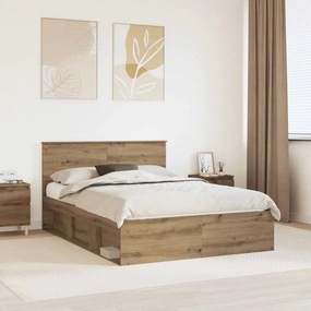 Rám postele s čelo Umělecký dub 150 x 200 cm Kompozitní dřevo 3407867
