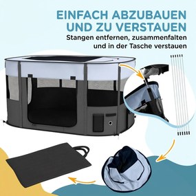 PawHut Hřiště pro domácí mazlíčky, skládací, s úložným pouzdrem, pro štěňata a koťata, dovnitř i venku, šedá