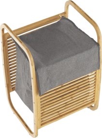 Koš na prádlo, přírodní bambus/šedá, POKO DOPRODEJ