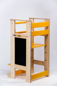 Lucas Wood Style učící věž Žofka - přírodní/žlutá Učící věž s tabulí a kuličkami: přírodní/žlutá