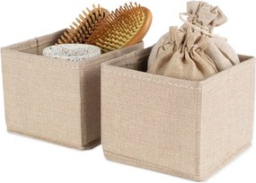Béžové látkové úložné boxy v sadě 2 ks 14x12x12 cm Sandy – Compactor