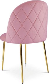 Jídelní židle INCA VELVET se zlatými nohami, růžová